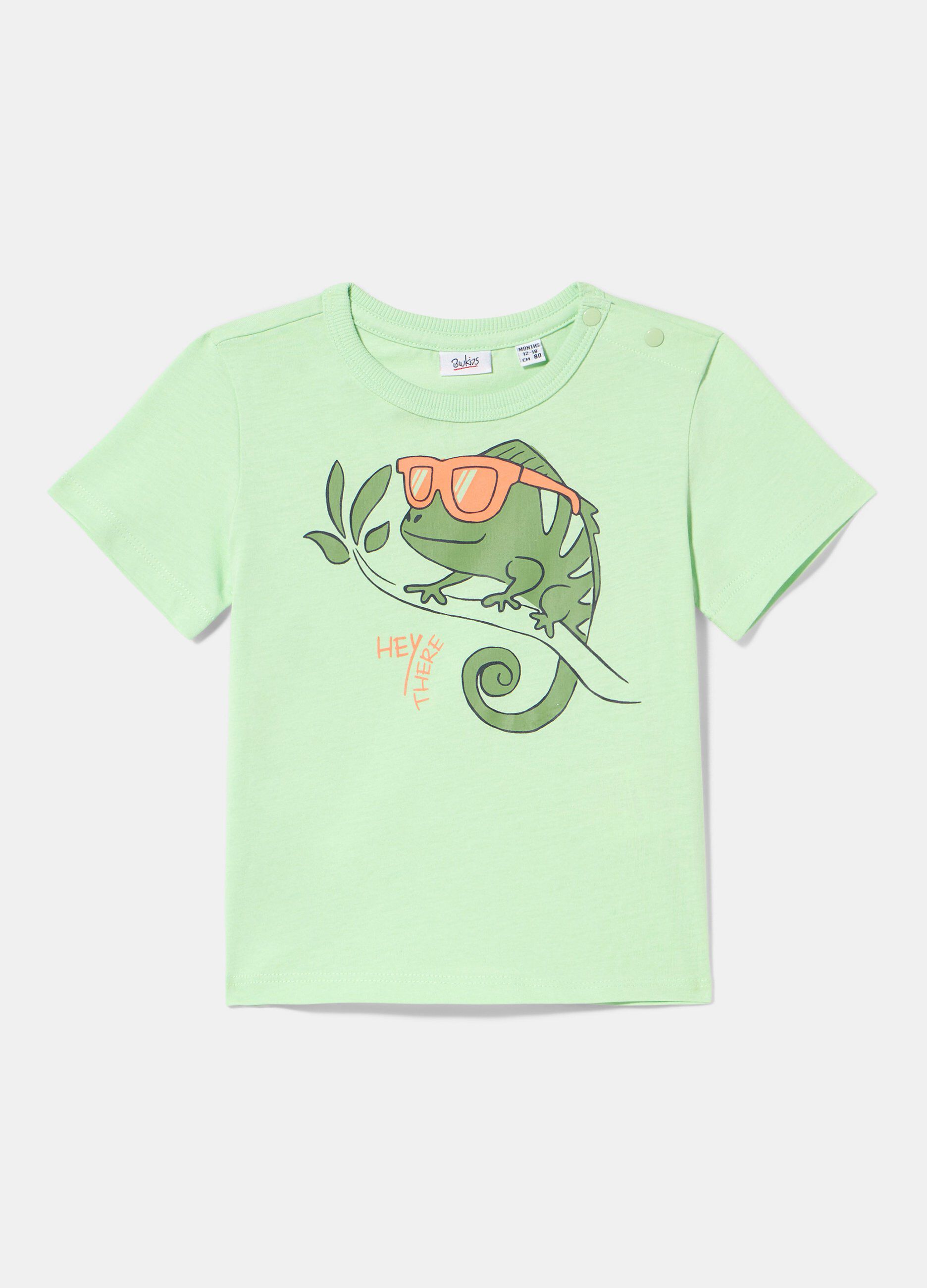 T Shirt In Puro Cotone Con Stampa Neonato