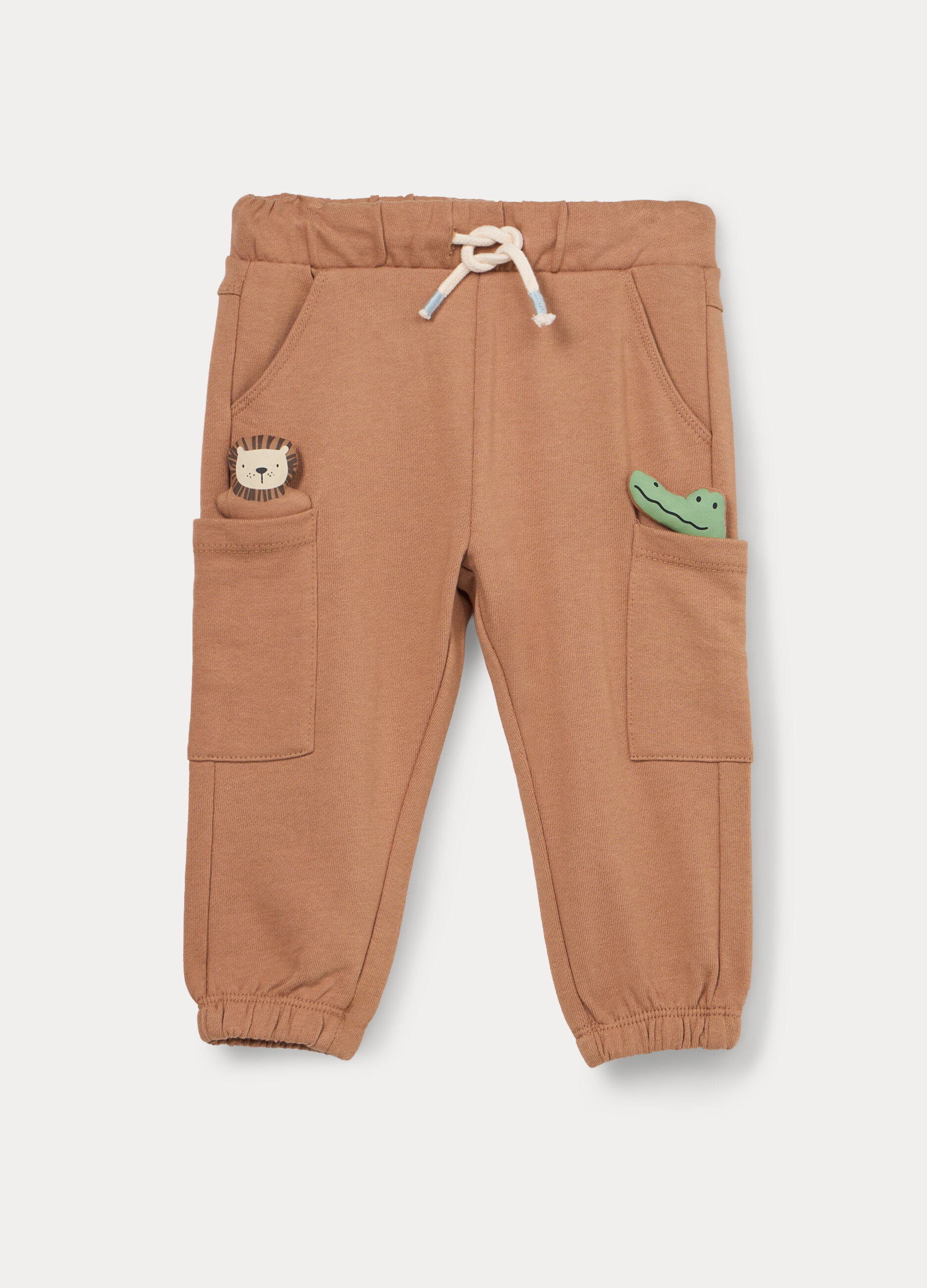 Pantaloni cargo in french terry di puro cotone bimbo | BLUKIDS